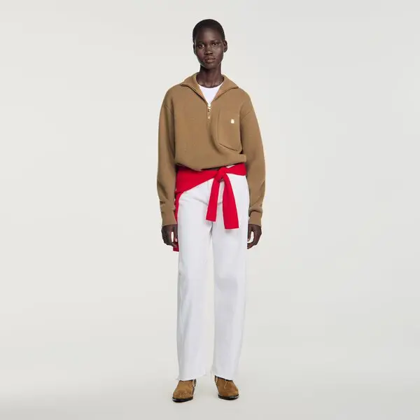 Sandro Half Zip Wool And Cashmere Sweater