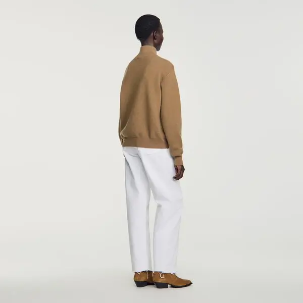 Sandro Half Zip Wool And Cashmere Sweater