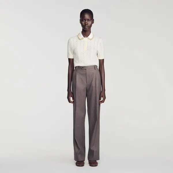 Sandro Jewellery-neck Pointelle Sweater