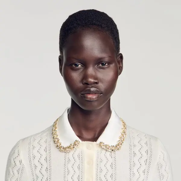Sandro Jewellery-neck Pointelle Sweater