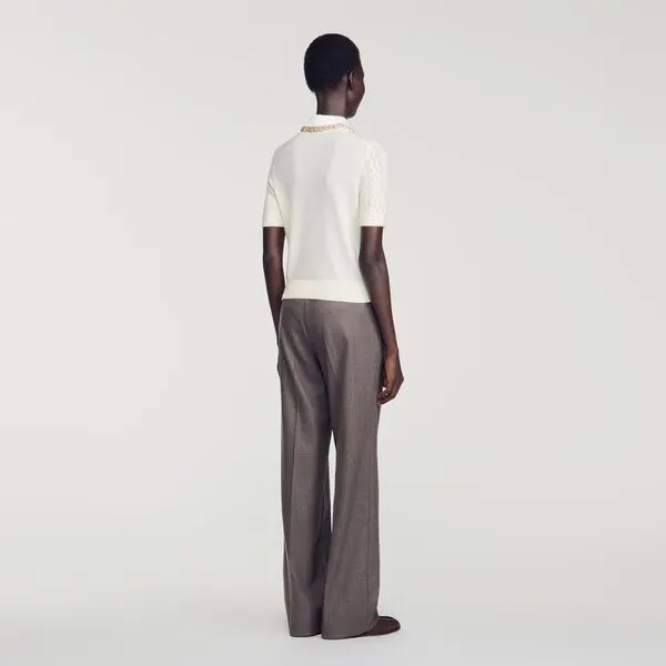 Sandro Jewellery-neck Pointelle Sweater