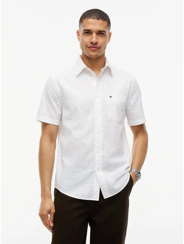 Tommy Hilfiger Regular Fit Seersucker Shirt - White