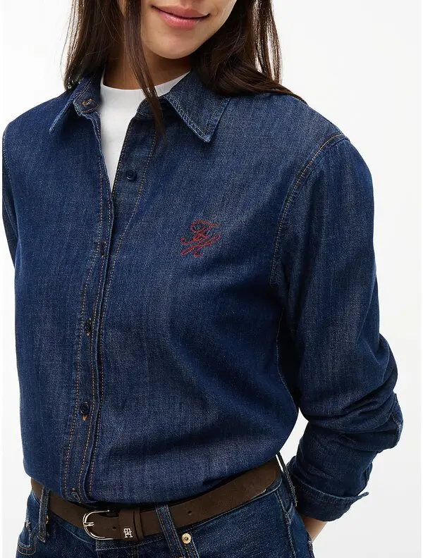 Tommy Hilfiger Relaxed Fit Script Monogram Denim Shirt