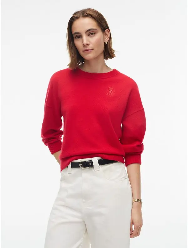 Tommy Hilfiger Embroidered Crest Logo Cashmere Sweater