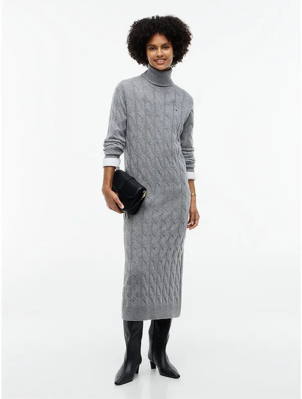Tommy Hilfiger Wool Cable Knit Sweater Dress