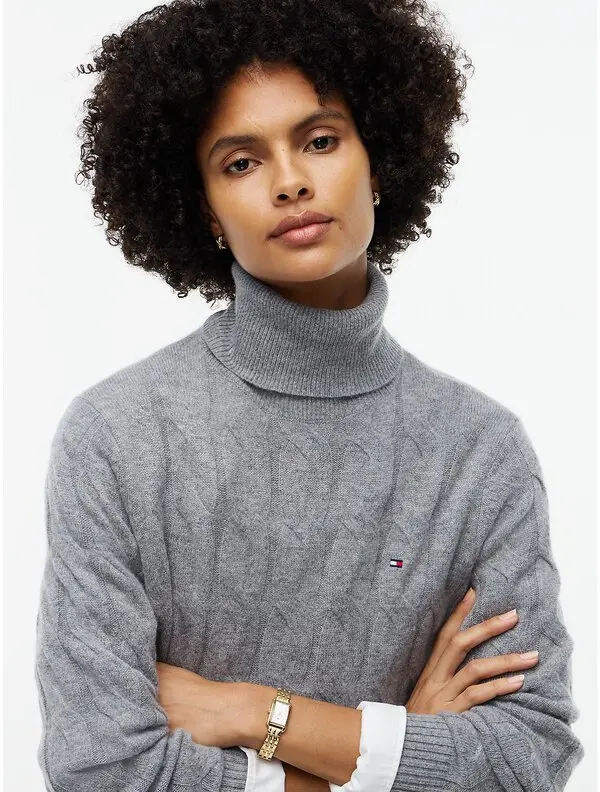Tommy Hilfiger Wool Cable Knit Sweater Dress