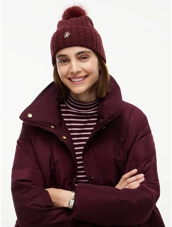 Tommy Hilfiger Cable Knit Wool-blend Pom Beanie