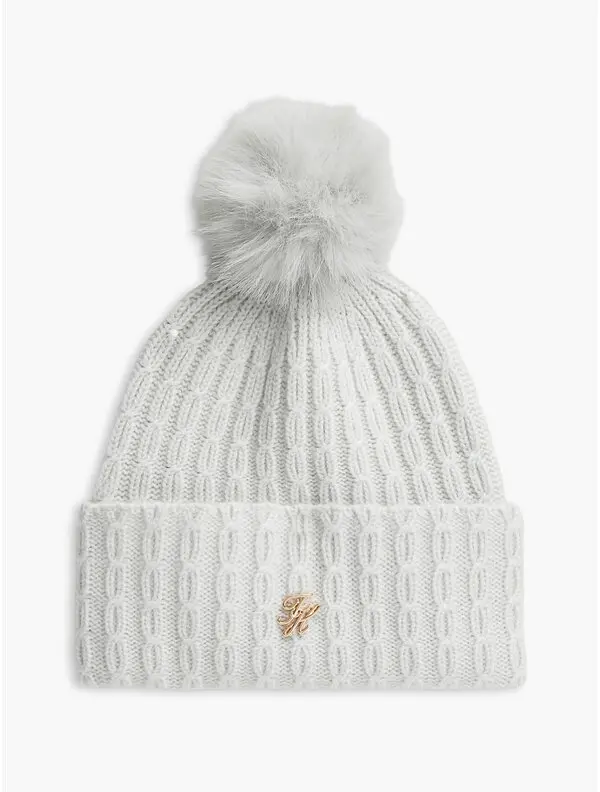 Tommy Hilfiger Cable Knit Wool-blend Pom Beanie
