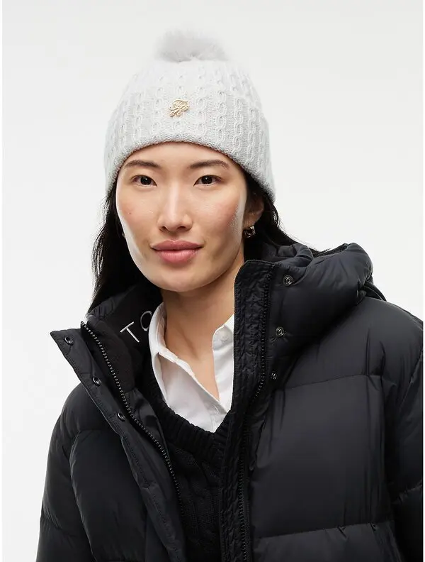 Tommy Hilfiger Cable Knit Wool-blend Pom Beanie