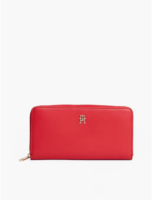 Tommy Hilfiger Monogram Logo Large Zip Wallet - Primary Red