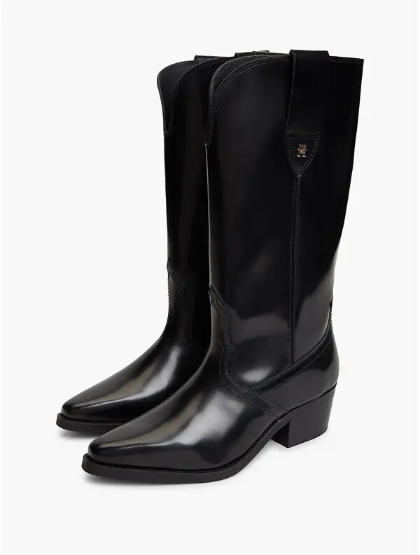 Tommy Hilfiger Leather Western Boot - Black