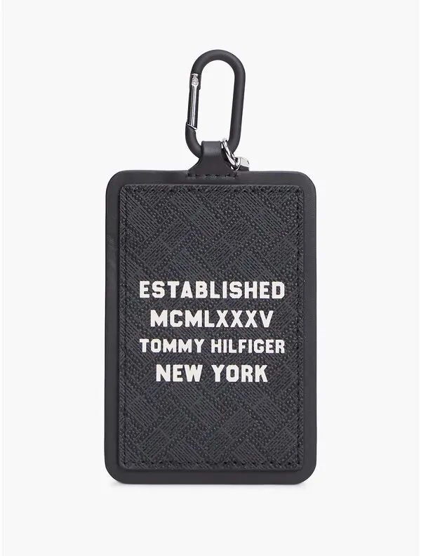 Tommy Hilfiger Embossed Leather Keychain Card Holder