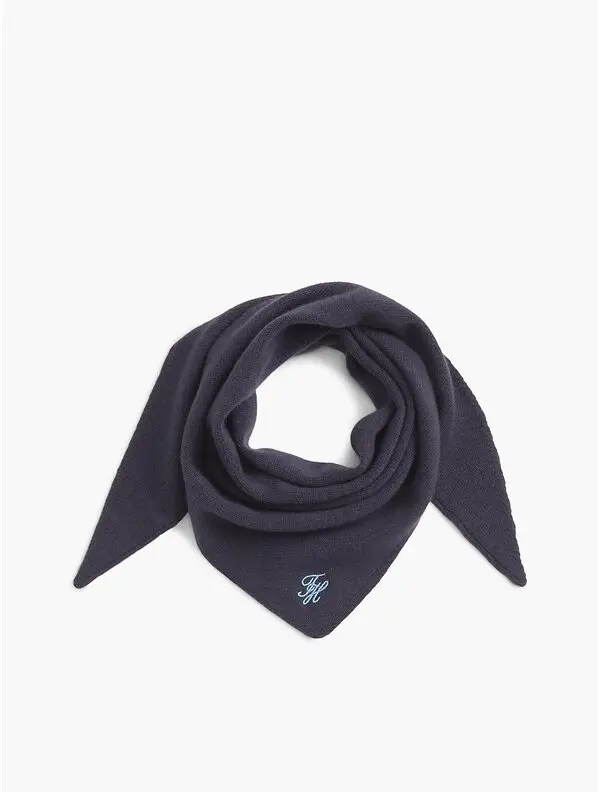 Tommy Hilfiger Wool-cashmere Blend Triangle Scarf - Space Blue