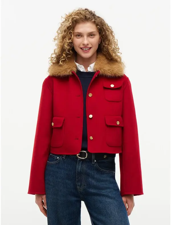 Tommy Hilfiger Faux Fur Wool-blend Lady Jacket