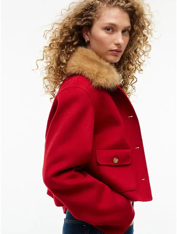 Tommy Hilfiger Faux Fur Wool-blend Lady Jacket