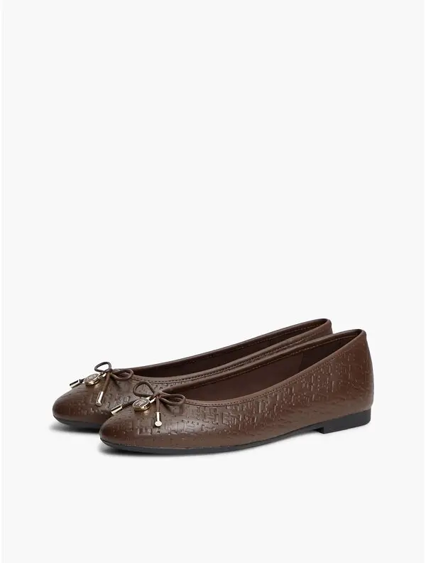 Tommy Hilfiger Monogram-debossed Leather Ballet Flat