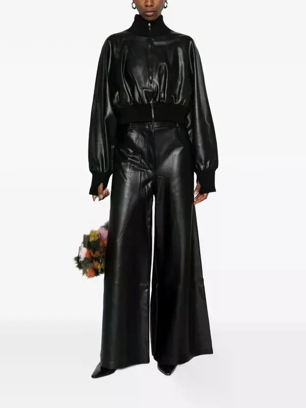 Norma Kamali Oversized Faux-leather Jeans