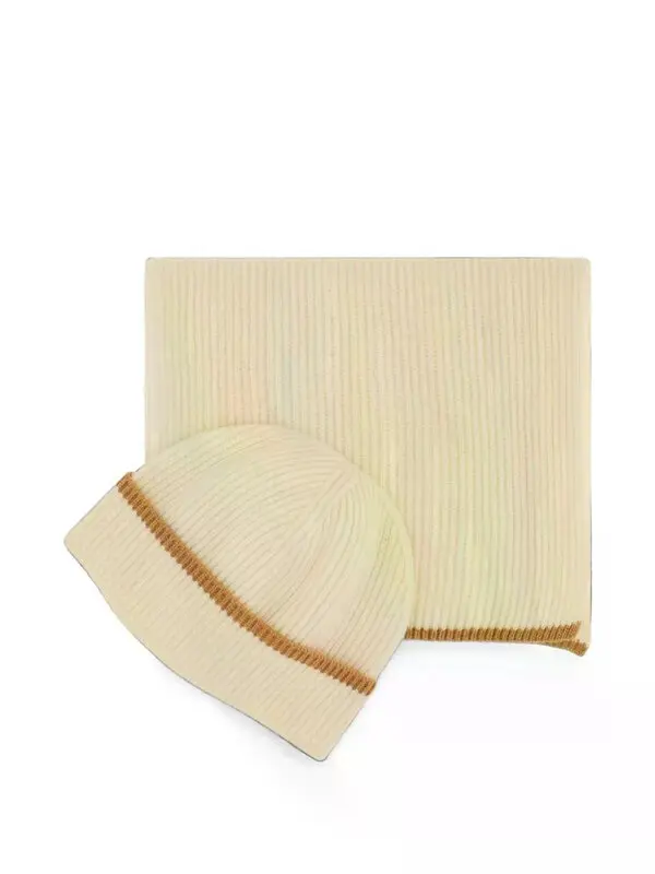 LARDINI Ribbed-knit Beanie Hat And Scarf Set
