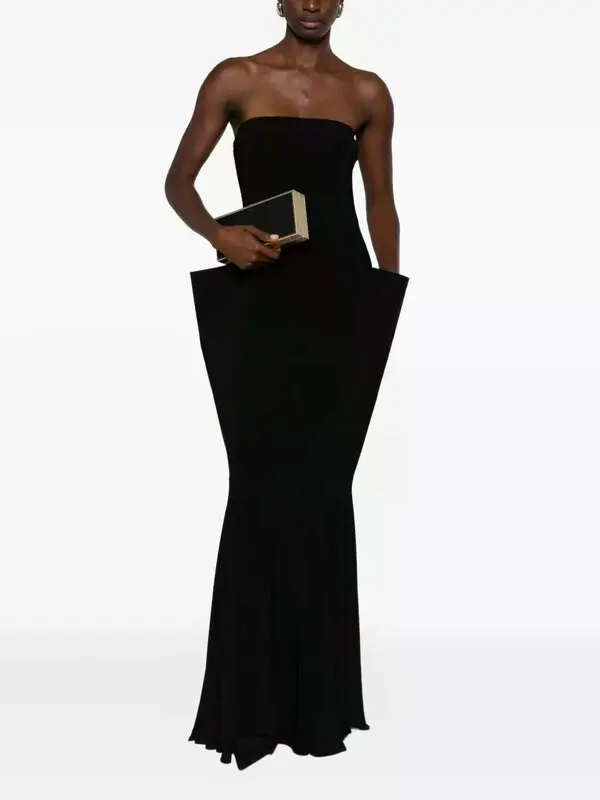 Norma Kamali Strapless Wing-detail Fishtail Gown