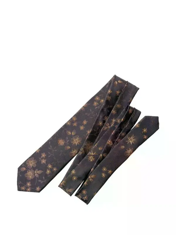 ELIZABETTA Silvio Floral-jacquard Tie - Black