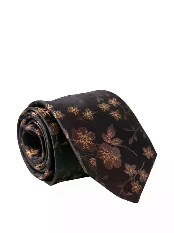ELIZABETTA Silvio Floral-jacquard Tie - Black