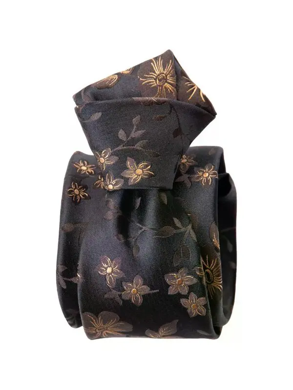 ELIZABETTA Silvio Floral-jacquard Tie - Black