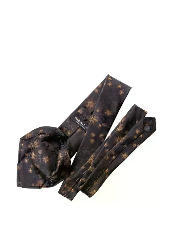 ELIZABETTA Silvio Floral-jacquard Tie - Black