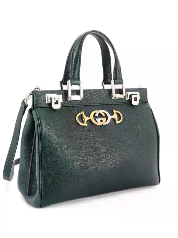 Gucci Zumi Top Handle Bag Leather Small Satchel - Green