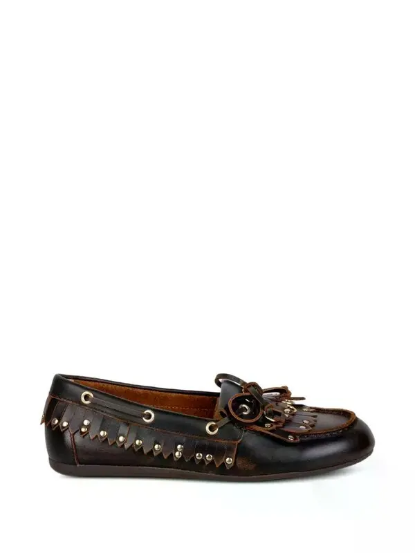 BIBI LOU Aurelie Fringed Studded Loafers