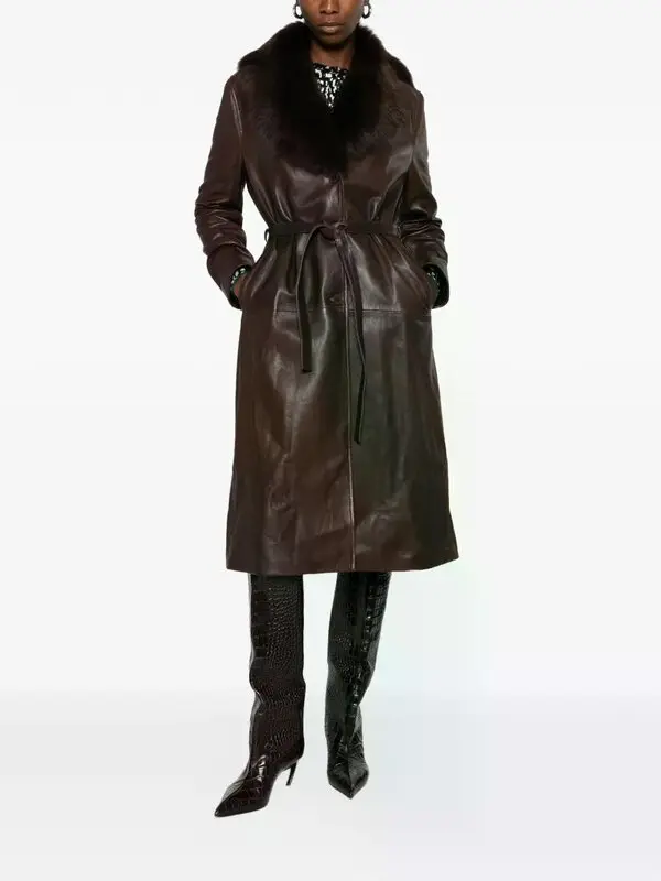 Nour Hammour Niven Fur-collar Leather Coat