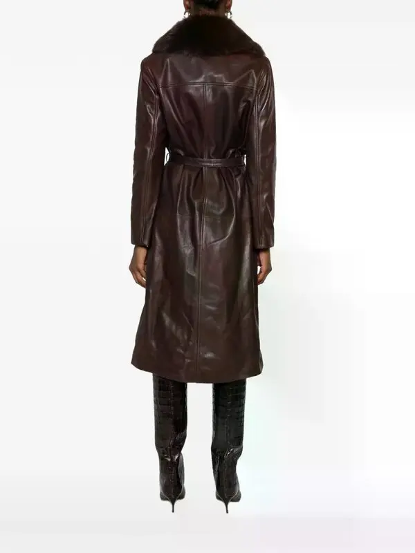 Nour Hammour Niven Fur-collar Leather Coat