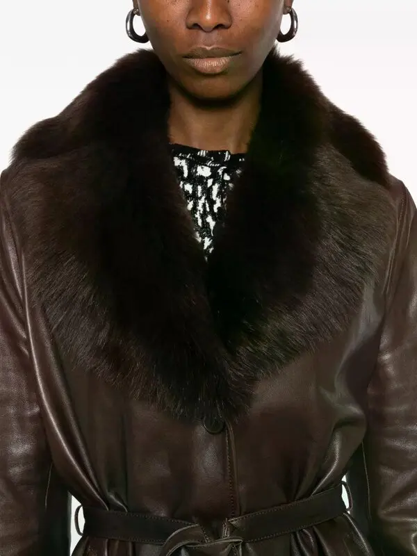 Nour Hammour Niven Fur-collar Leather Coat