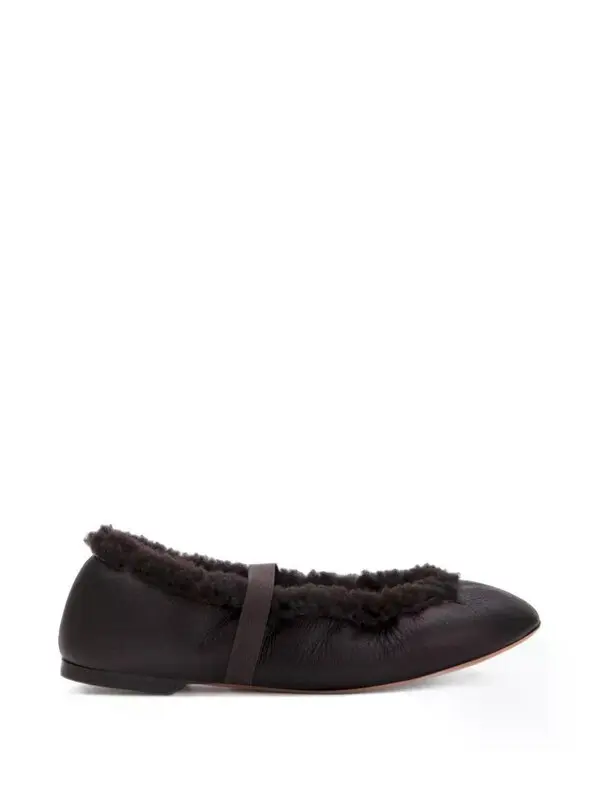 ODISSI Flora C Ruched Leather Ballet Flats