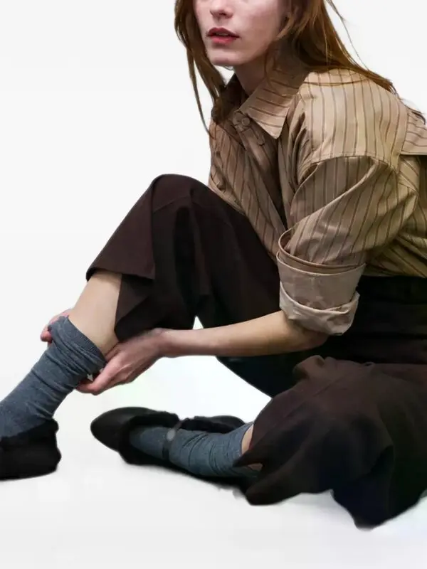 ODISSI Flora C Ruched Leather Ballet Flats