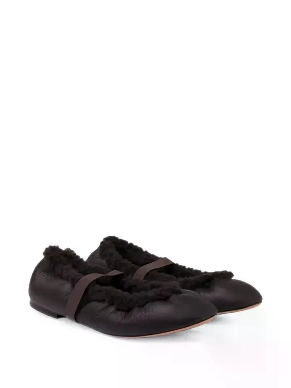ODISSI Flora C Ruched Leather Ballet Flats