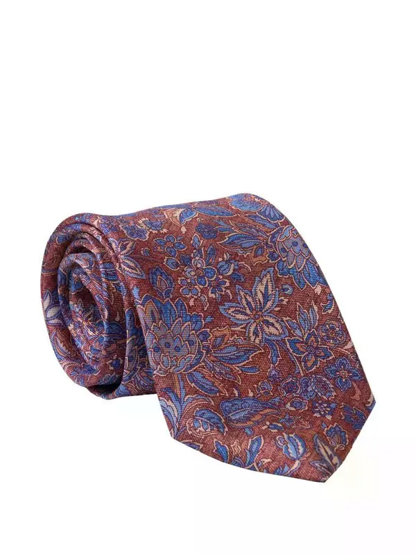ELIZABETTA Catania Floral-print Tie - Blue