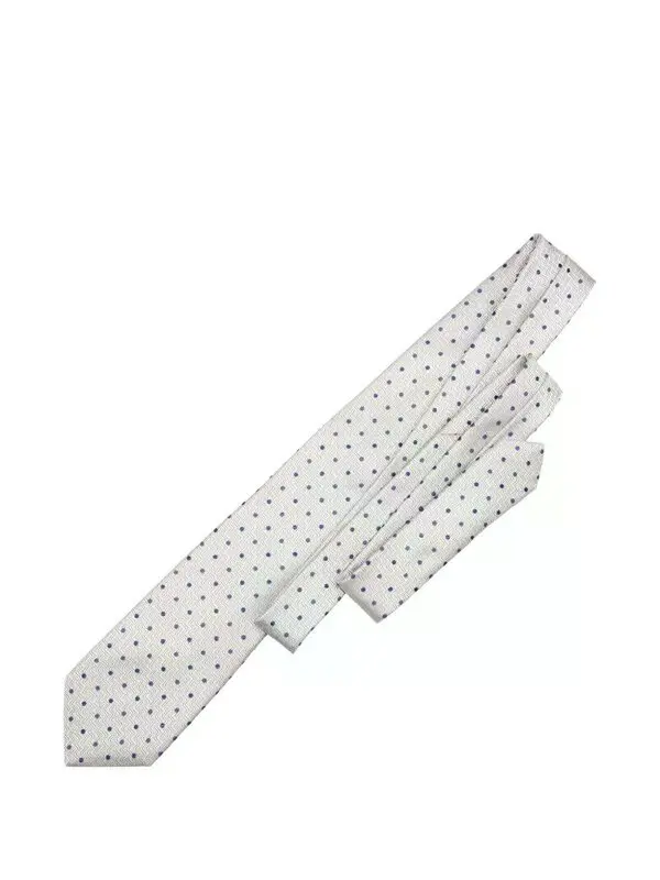 ELIZABETTA Tiburtina Polka-dot Chevron-jacquard Tie - Grey