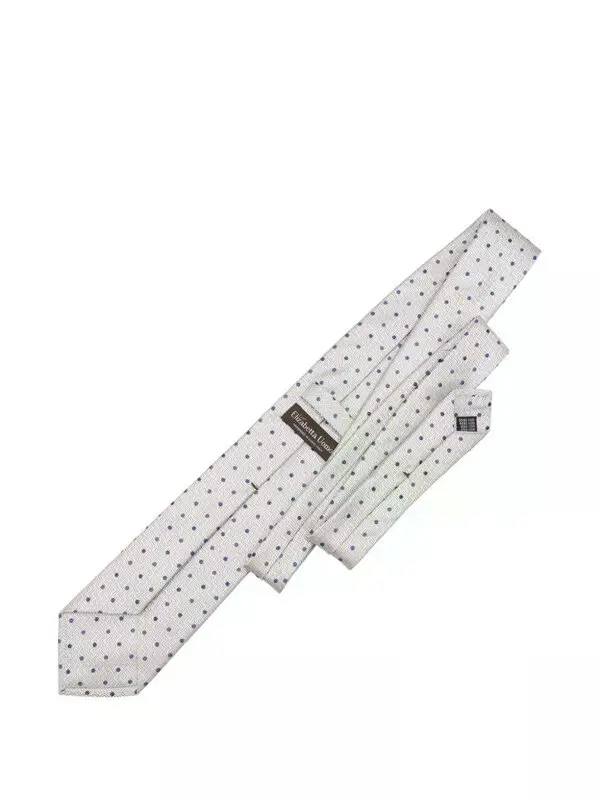 ELIZABETTA Tiburtina Polka-dot Chevron-jacquard Tie - Grey