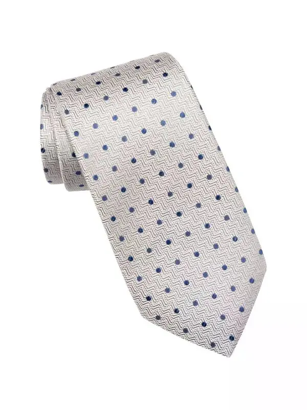 ELIZABETTA Tiburtina Polka-dot Chevron-jacquard Tie - Grey