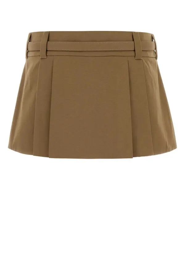Miu Miu Camel Cotton Mini Skirt - Brown