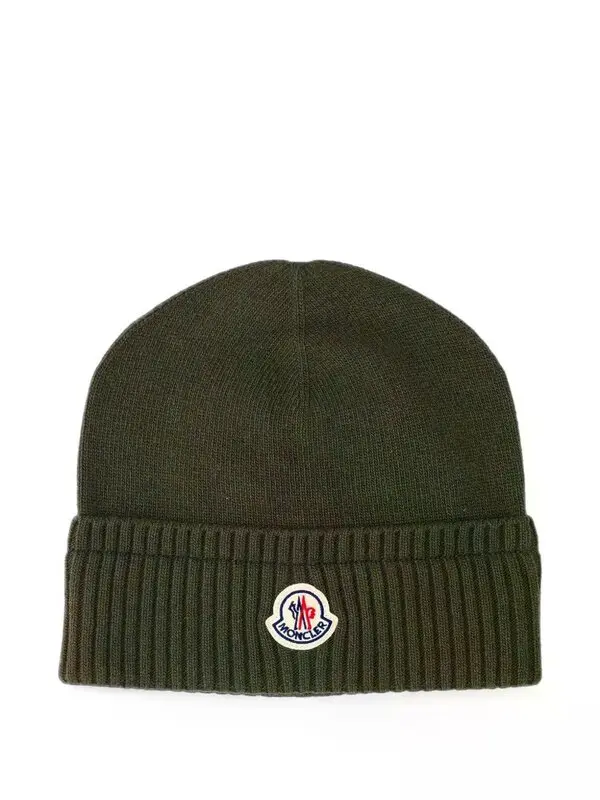 Moncler Logo-patch Ribbed-knit Beanie Hat