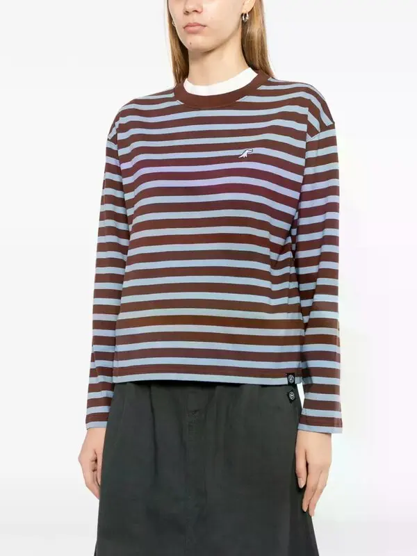 AGNES B. Dinosaur-embroidered Striped T-shirt