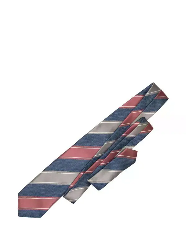 ELIZABETTA Striped Silk Tie - Blue