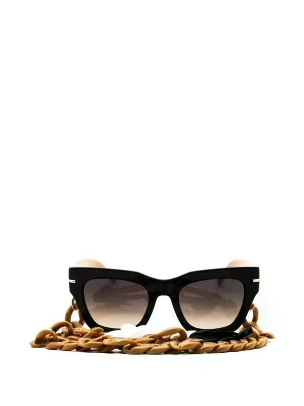 BOSS Rectangular-frame Chain-link Sunglasses - Black