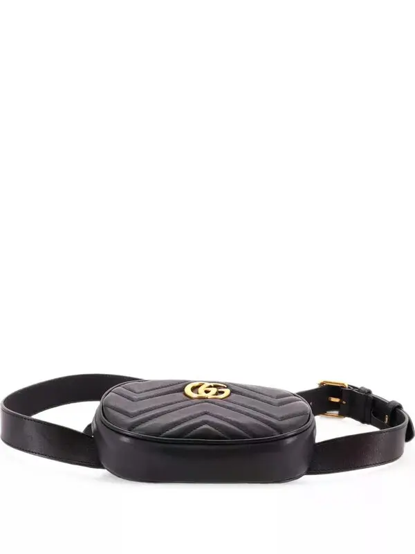 Gucci Gg Marmont Matelasse Leather Belt Bag - Black