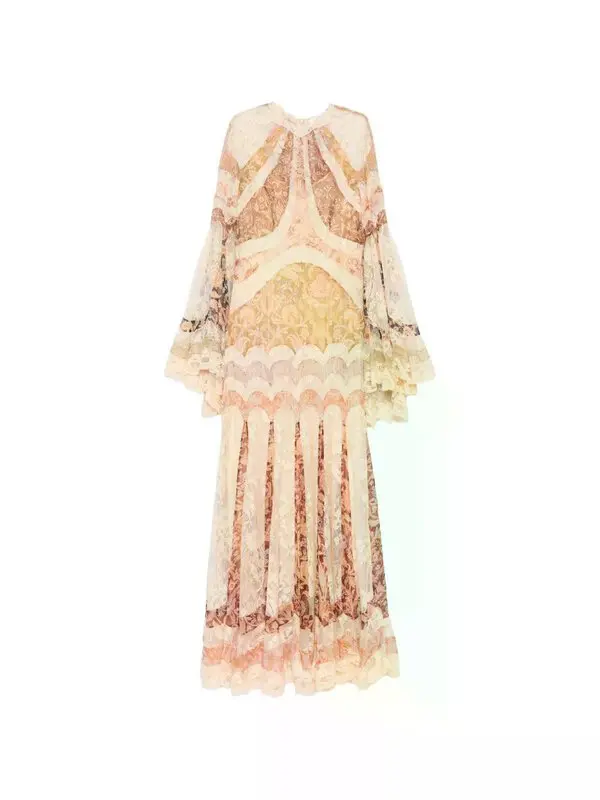 Zimmermann Floral-print Lace-panelled Maxi Dress - Neutrals