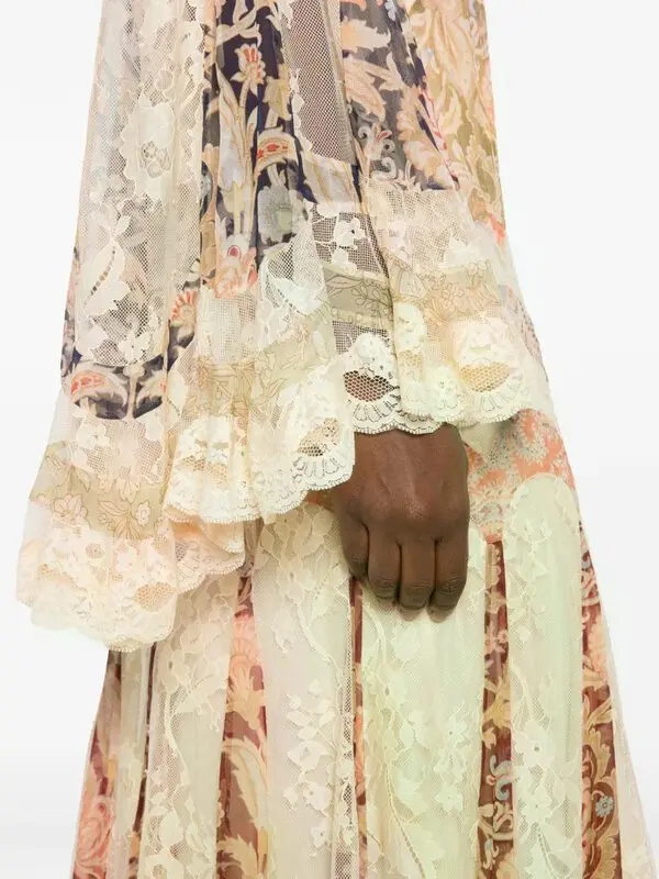 Zimmermann Floral-print Lace-panelled Maxi Dress - Neutrals