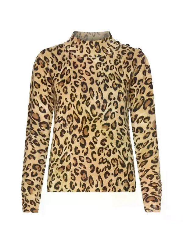 Marella Leopard-print Button-detail Sweater - Neutrals