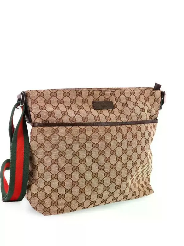 Gucci Front Pocket Web Messenger Gg Canvas Medium Crossbody Bag - Brown
