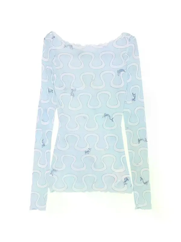 Emilio Pucci Graphic-print Long-sleeve Top - Blue